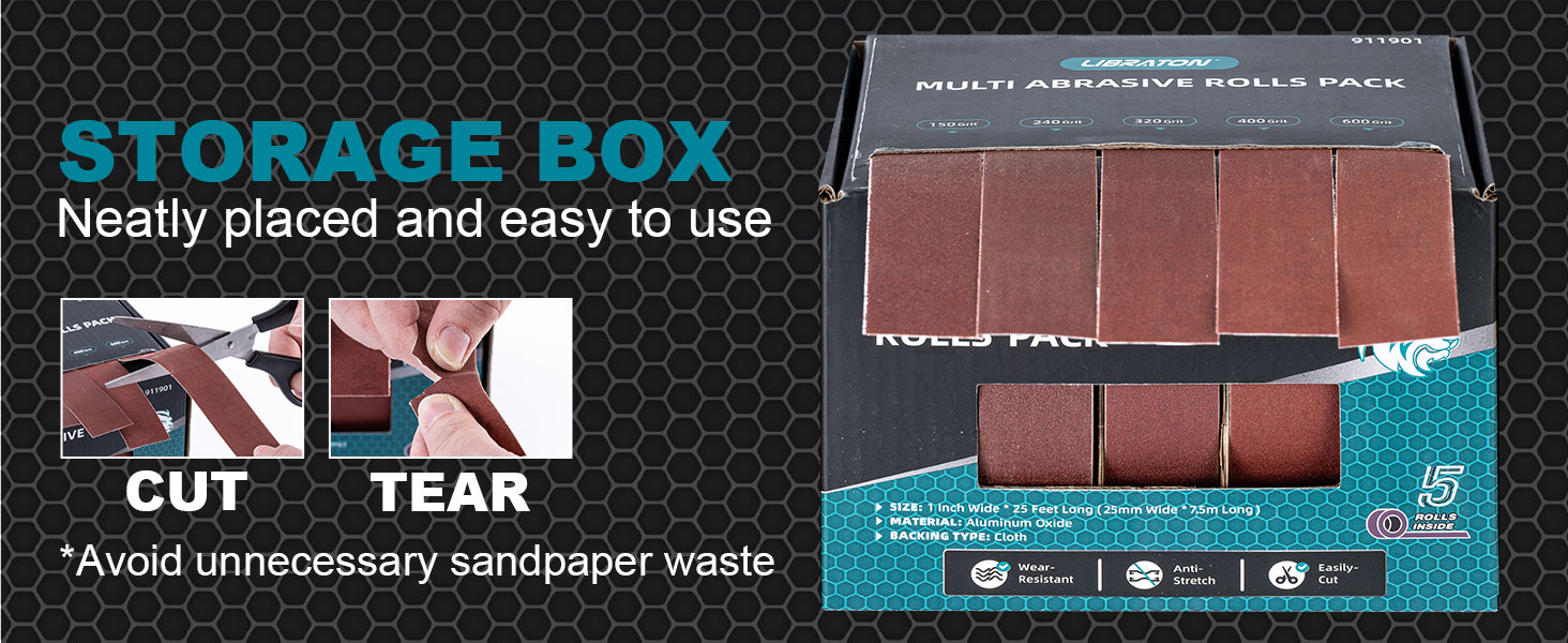 Libraton Emery Cloth Roll Set, Abrasive Sandpaper Rolls, Boxed Multi-Roll Assorted Abrasive ...
