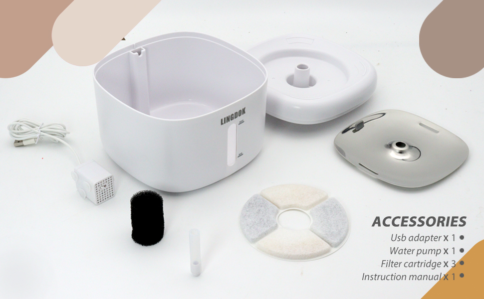 Amazon.com : LINGDOK 74oz/2.2L Cat Water Fountain for Cats and Dogs – Automatic Pet Fountain ...