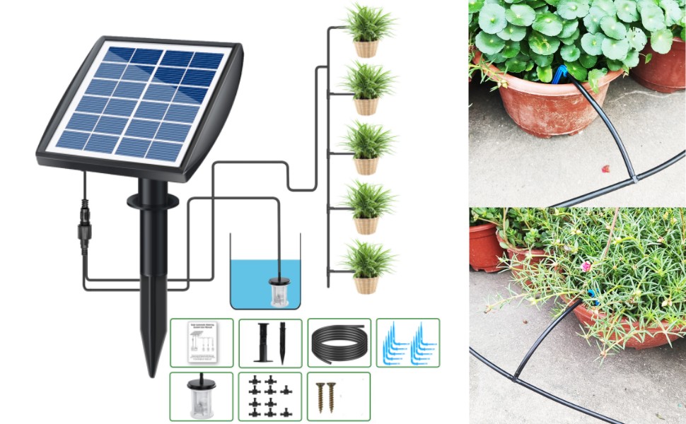 Irishom Solar Water Pump, Solar Irrigation Auto Watering System Solar ...