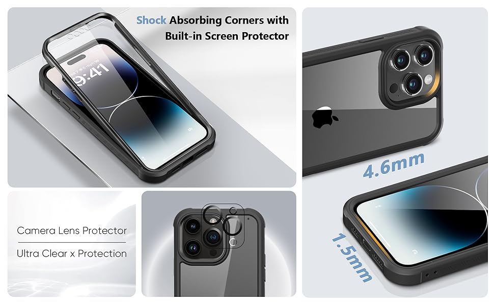 Amazon.com: BANLEA for iPhone 14 Pro Max Full Body Protective Case Built-in Screen Protector ...