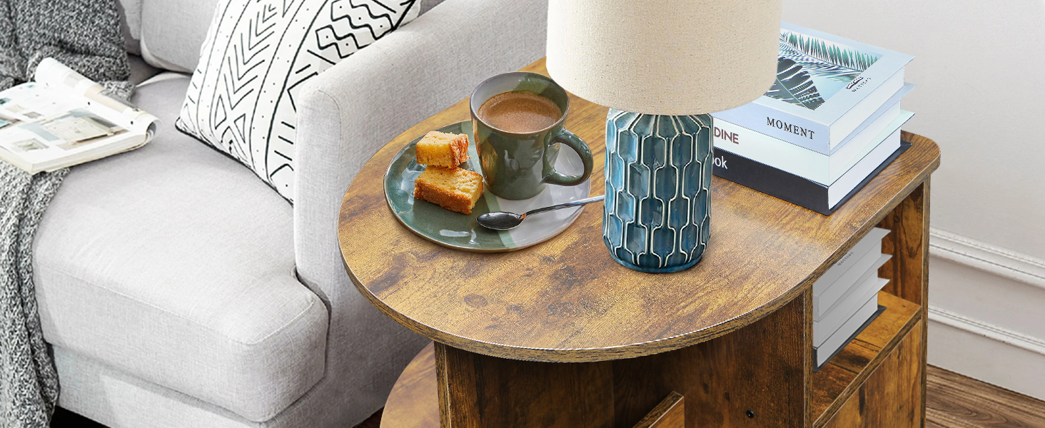 Amazon.com: TooCust Rotating End Table with Storage, Rotating Side ...