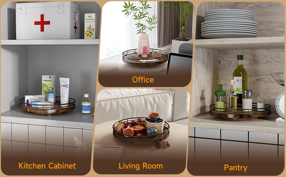 Amazon.com - Farmhouse Oak 10" Lazy Susan Turntable Organizer for Cabinet, Round Wooden Lazy ...