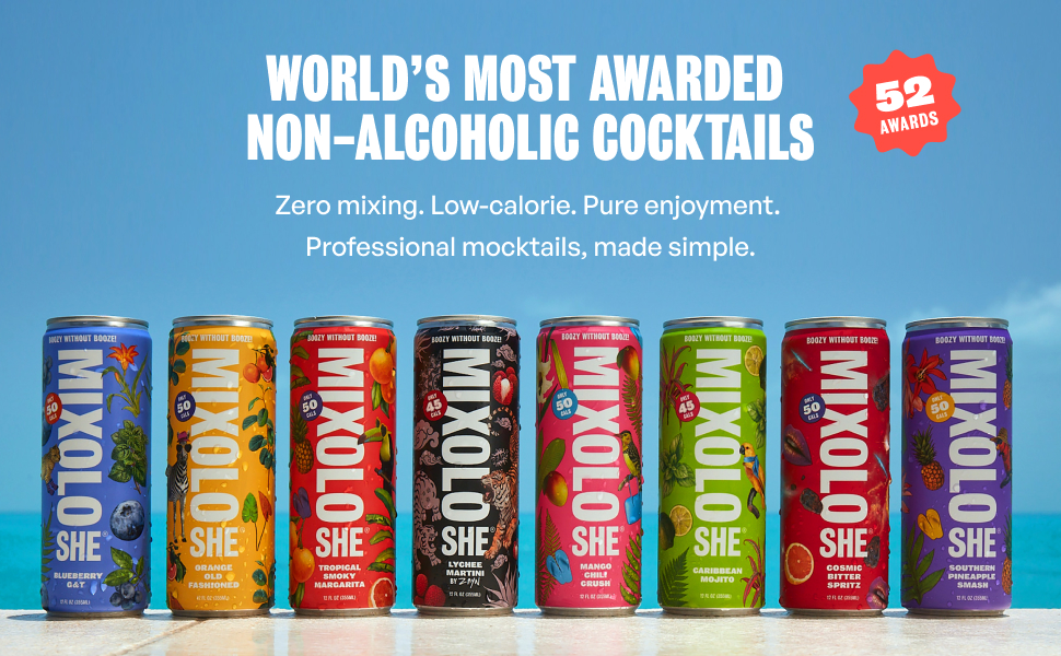 Amazon.com : Mixoloshe Signature Variety 12 Pack - Non-Alcoholic Mocktail Less than 50 Calorie ...