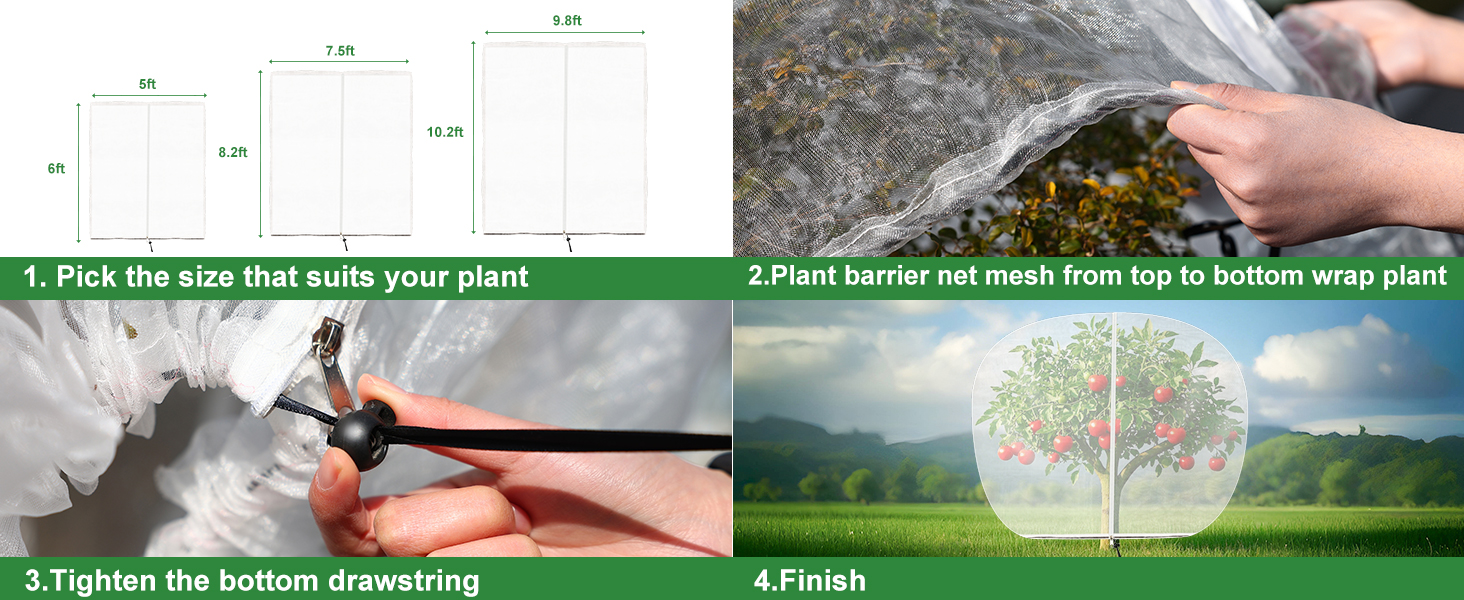 Amazon.com : 4 Packs 5 x 6 FT Ultra Fine Mesh Insect Bird Barrier Netting,Large Fruit Tree ...