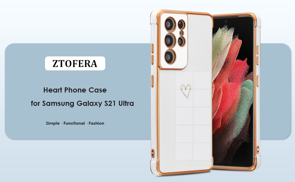 Amazon.com: ZTOFERA Designed for Samsung Galaxy S21 Ultra 5G Case,Cute Plating Edge Love Hearts ...