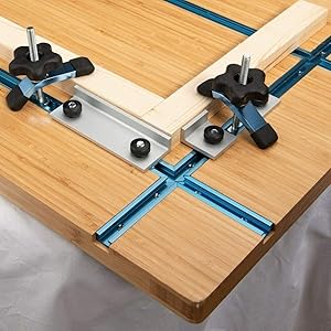 POWERTEC 71854 48 Inch x4 Universal T track with 4 Sets of Intersection Kit, Double-Cut Profile ...