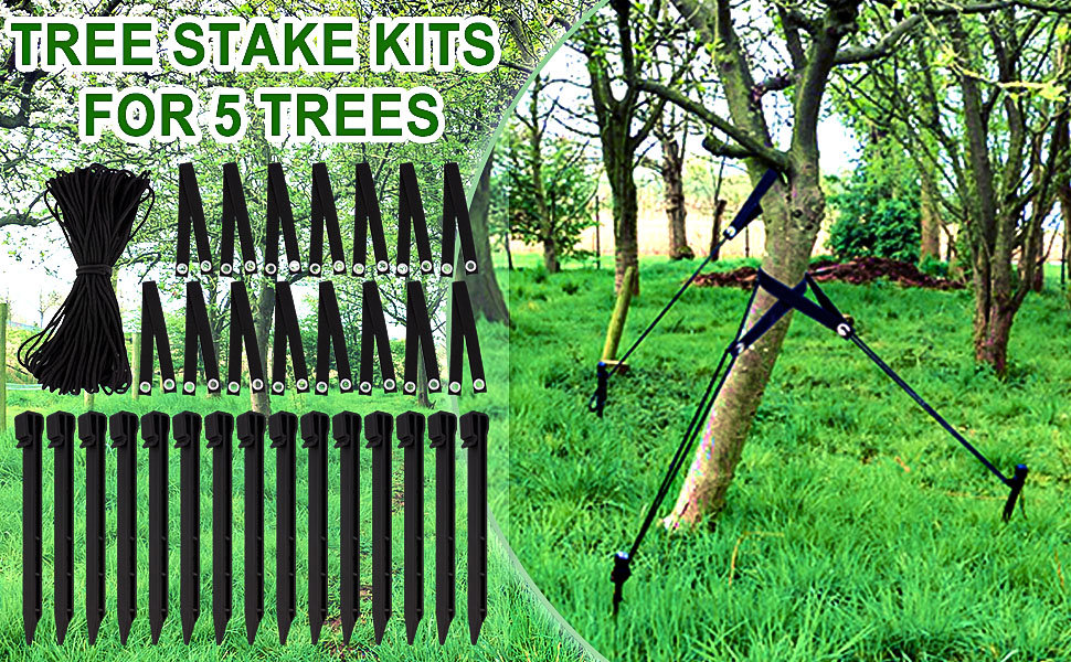 Amazon.com : Tree Stake Kits - 15pcs Black Tree Stakes+15pcs Tree ...