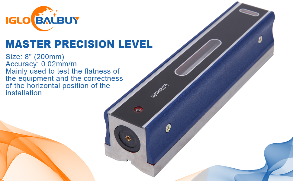 Iglobalbuy 8"/200mm Master Precision Level 0.02mm/m, Machinist Level for Checking Straightness ...