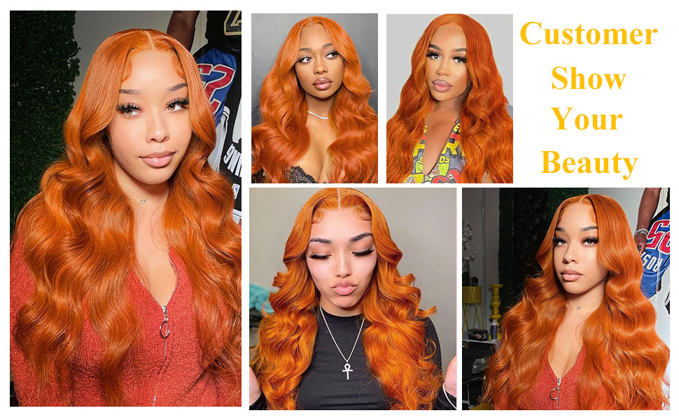 Amazon.com : Ginger Body Wave Lace Front Wigs Human Hair Pre Plucked 13x4 Ginger Hd Lace Frontal ...