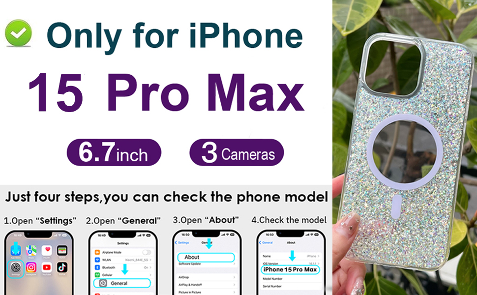 Amazon.com: ASONCE Cute Glitter for iPhone 15 Pro Max Case [Compatible with MagSafe] Magnetic ...