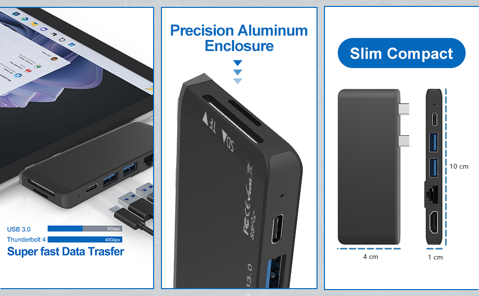 Amazon.com: Surface Pro 9 10 11 Docking Station with 4K HDMI, USB-C Thunerbolt 4, 100Mbps ...