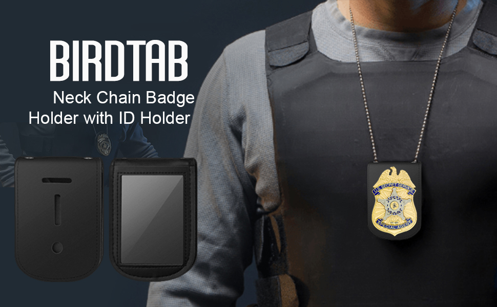 Amazon.com : Police Badge Holder with Neck Chain, Universal Leather ...