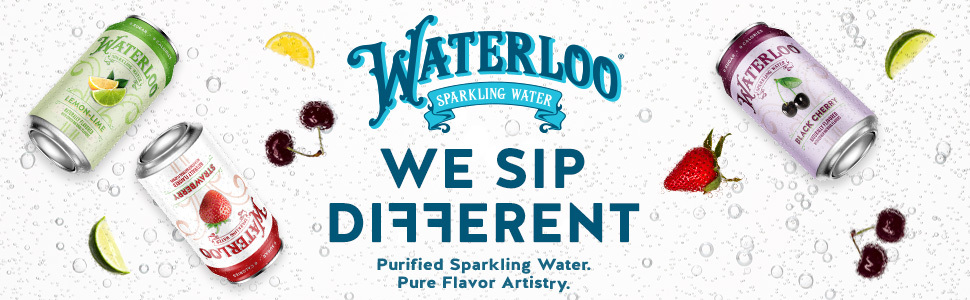 Amazon.com : Waterloo Sparkling Water Two-Flavor Pack, 12 Fl Oz Cans, Pack of 16, 8 x Black ...