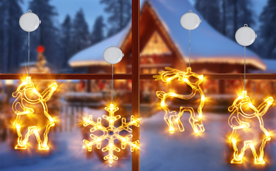 Amazon.com: 3Pcs Christmas Window Lights, Battery Powered Christmas ...