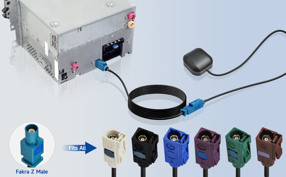 Bingfu Fakra Z Female to Male Vehicle Aerial Antenna Extension Cable 5m for Car Stereo Android ...