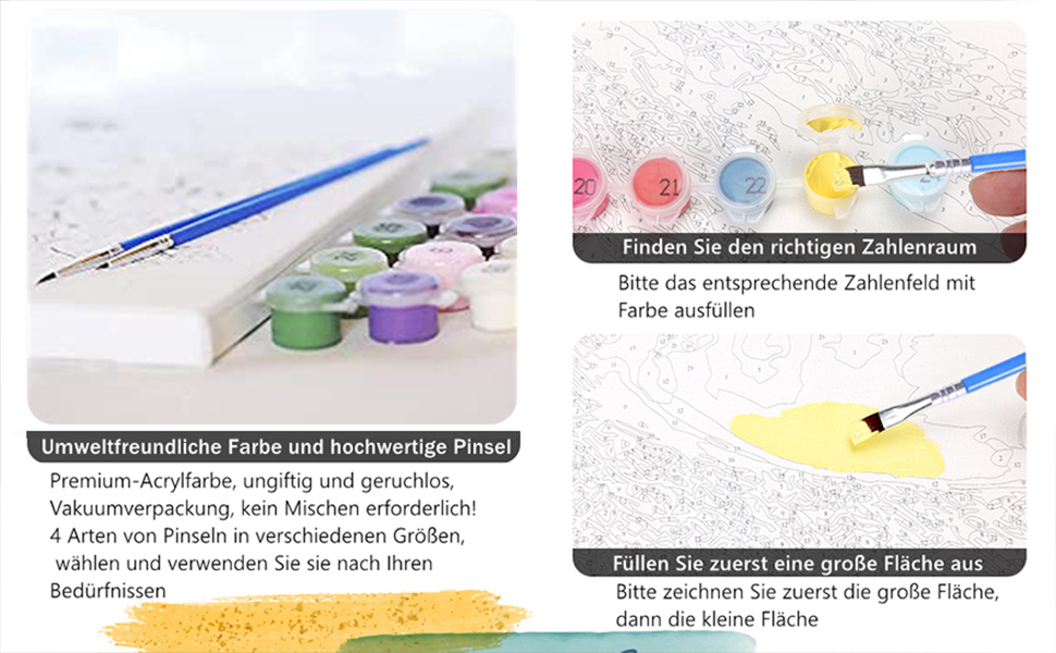 Malen Nach Zahlen Erwachsene mit Rahmen - 2er Pack Malen Nach Zahlen Set - Knitterfreie Leinwand ...