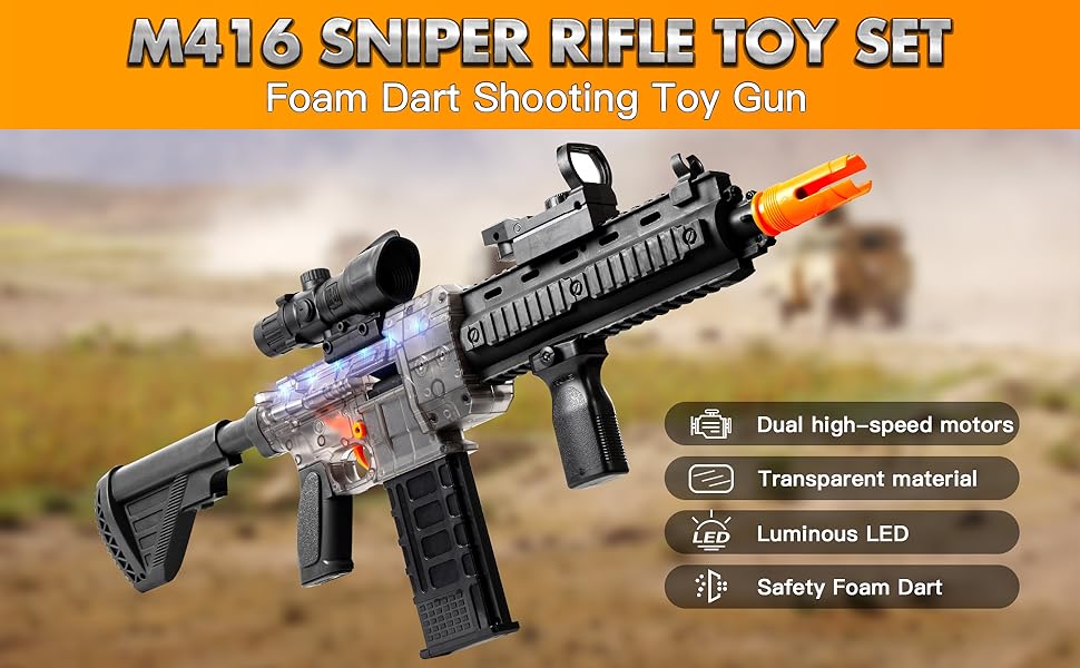 Amazon.com: Realistic Toy Gun for Nerf Guns Darts, Foam Blaster - with Scope 100 Soft Bullets 3 ...