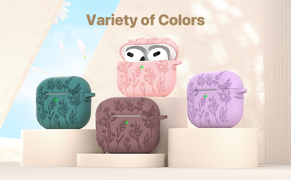 Amazon.com: Maxjoy for AirPod 3rd Generation Case Cover, Flower Engraved Silicone AirPod 3 Case ...