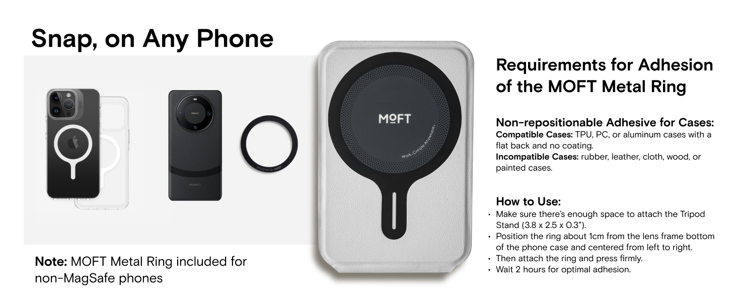 MOFT Phone Tripod Stand Compatible with iPhone 15/14/13/12 Series, Angle Adjustment & Strong ...