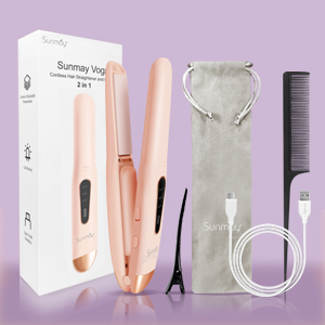 SUNMAY Voga 2 in 1 Cordless Hair Straighteners and Curler, Travel Wireless Portable USB ...