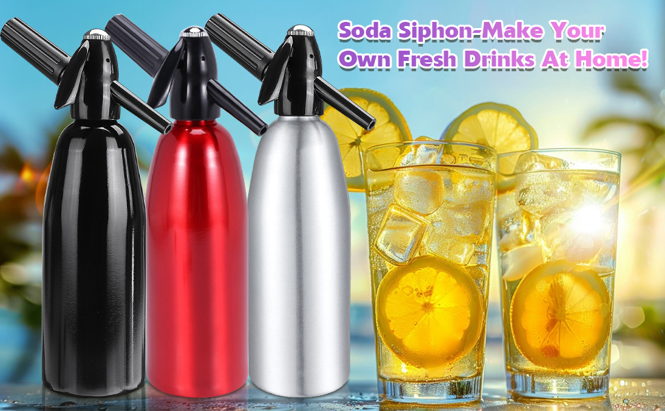 Amazon.com: AstraLoom Soda Siphon 1L Aluminum Sparkling Water Maker Machine, Portable Seltzer ...
