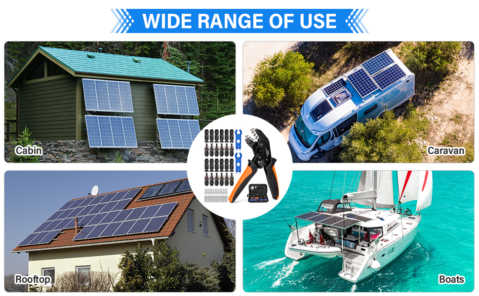 Kit d'outils de sertissage solaire pour câbles PV de 2,5/4/6 mm²,1 pince à sertir, 12 paires de ...