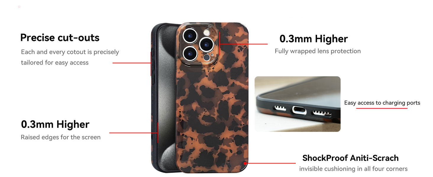 Amazon.com: CEOKOK Tortoise Shell Phone Case for iPhone 15 Pro Max Cute Cases, Camera Protective ...