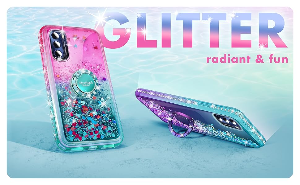 Amazon.com: Silverback for Moto G Stylus 5G 2022 Case, Moving Liquid Holographic Sparkle Glitter ...