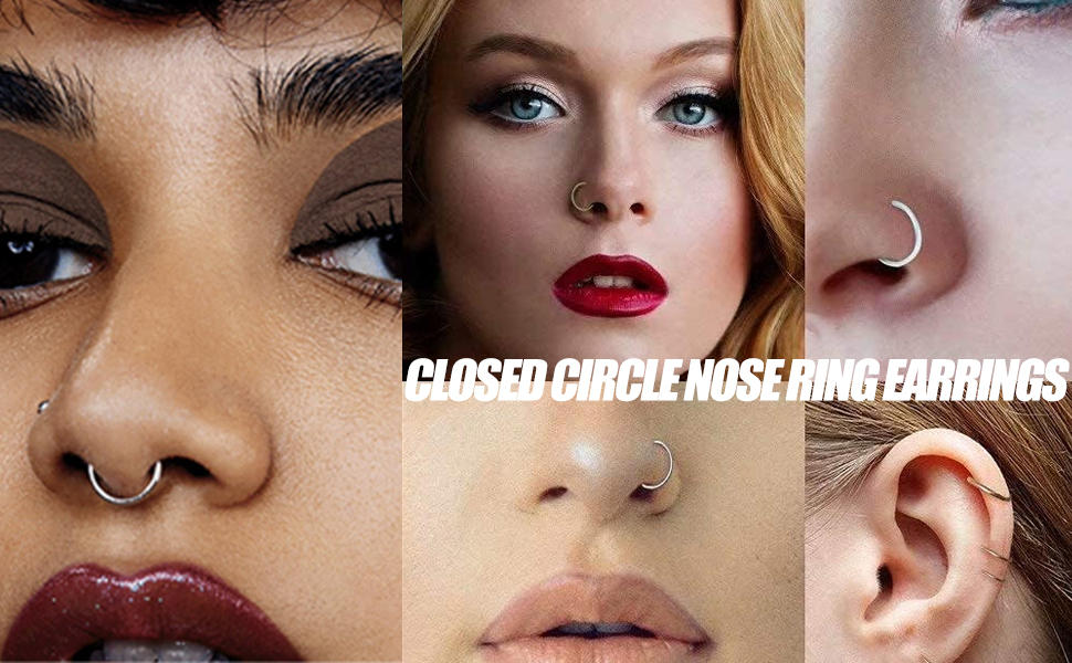 8 Pièces Anneaux de Nez Boucles D'oreilles,Piercing Nez Hypoallergénique Anneaux Nez en Titane ...