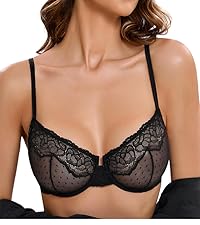 HACI Women's Sexy Balconette Bra Demi Half Cup Scoop Neck Push Up Lightly Padded Shelf Underwire ...