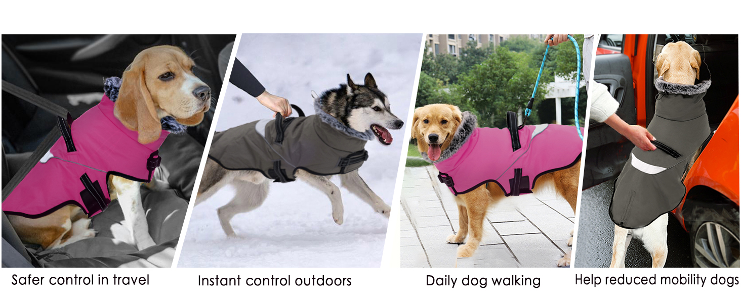 LIANZIMAU Dog Winter Coat Waterproof Dog Jacket with Harness Built in,Reflective Turtleneck Dog ...