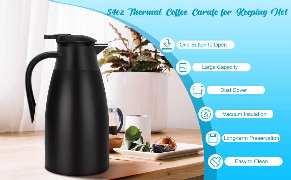 Amazon.com: 54 Oz Stainless Steel Thermal Coffee Carafe for Keeping Hot, Insulated Coffee Carafe ...