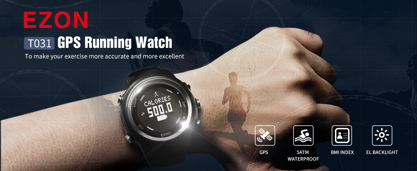 Amazon.com: EZON GPS Running Watch with Distance Pace Alarm and Calorie Counter and Stopwatch ...