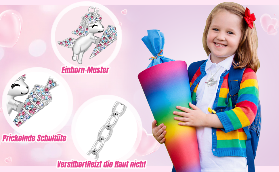 Rorchio Einschulung Mädchen Geschenk, Einhorn Halskette Schultüte Füllung Einhorn Schulanfang ...