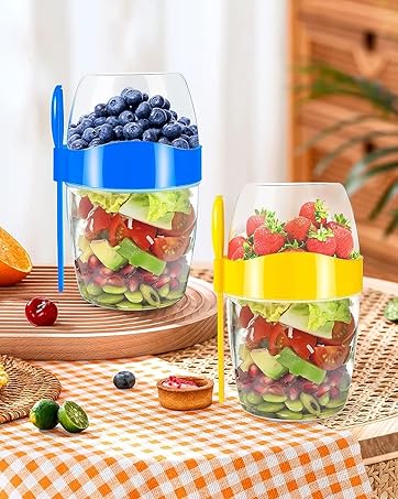 Amazon.com: KesaPlan Overnight Oats Containers with Lid and Spoon, 10oz Airtight Large Capacity ...