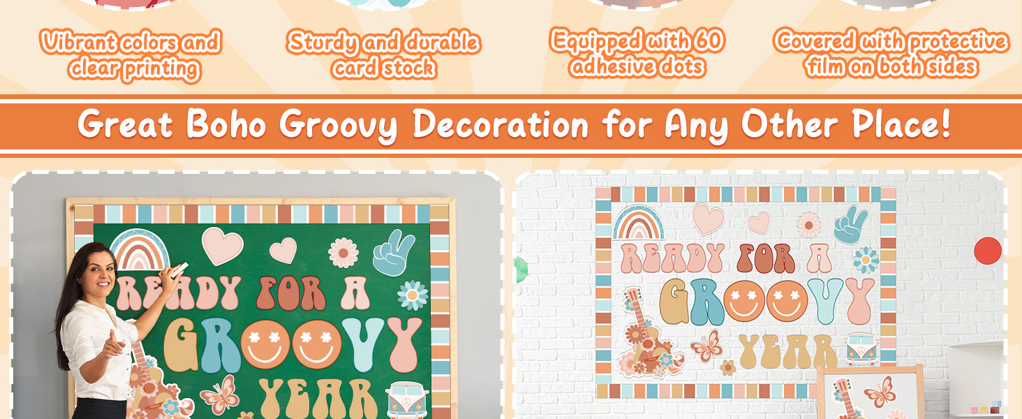 Amazon.com: ZOiiWA Groovy Retro Bulletin Board Decoration Groovy Hippie ...