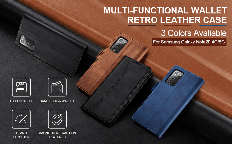 Amazon.com: Jasonyu Flip Wallet Case for Samsung Galaxy Note 20,Leather Magnetic Folio Cover ...