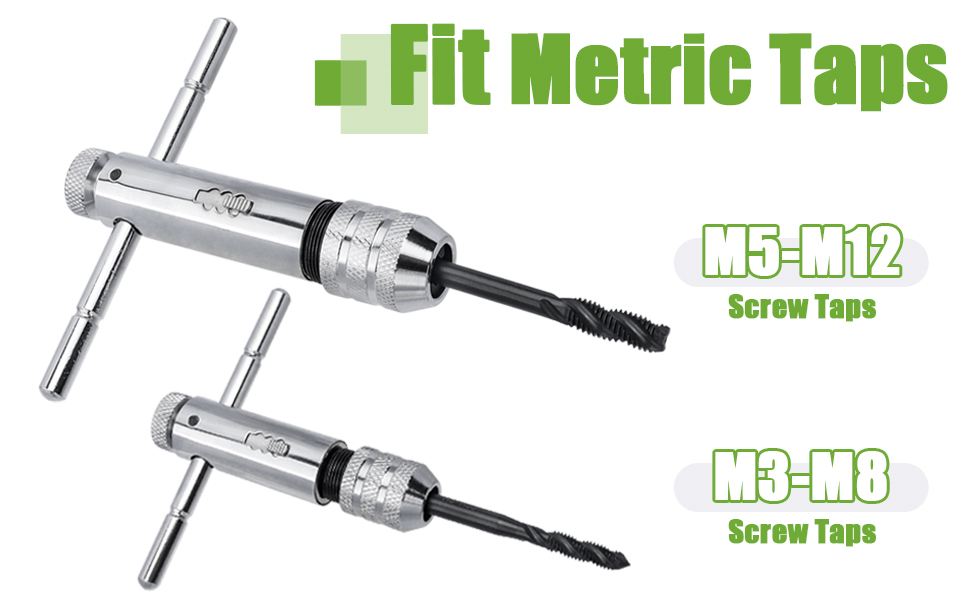 Bestgle 2 Pcs Ratcheting T-Handle Tap Holder Wrench Adjustable Ratchet Wrench Set for M3-M8 / M5 ...