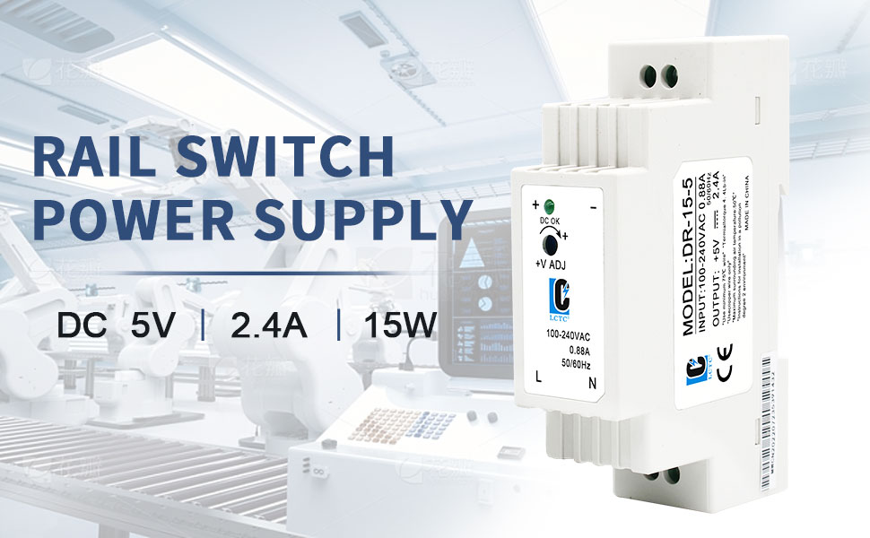 Amazon.com: LCLCTC DC 5V Din Rail Slim Switching Power Supply 15W 2.4A(Input:100-240VAC,Output ...