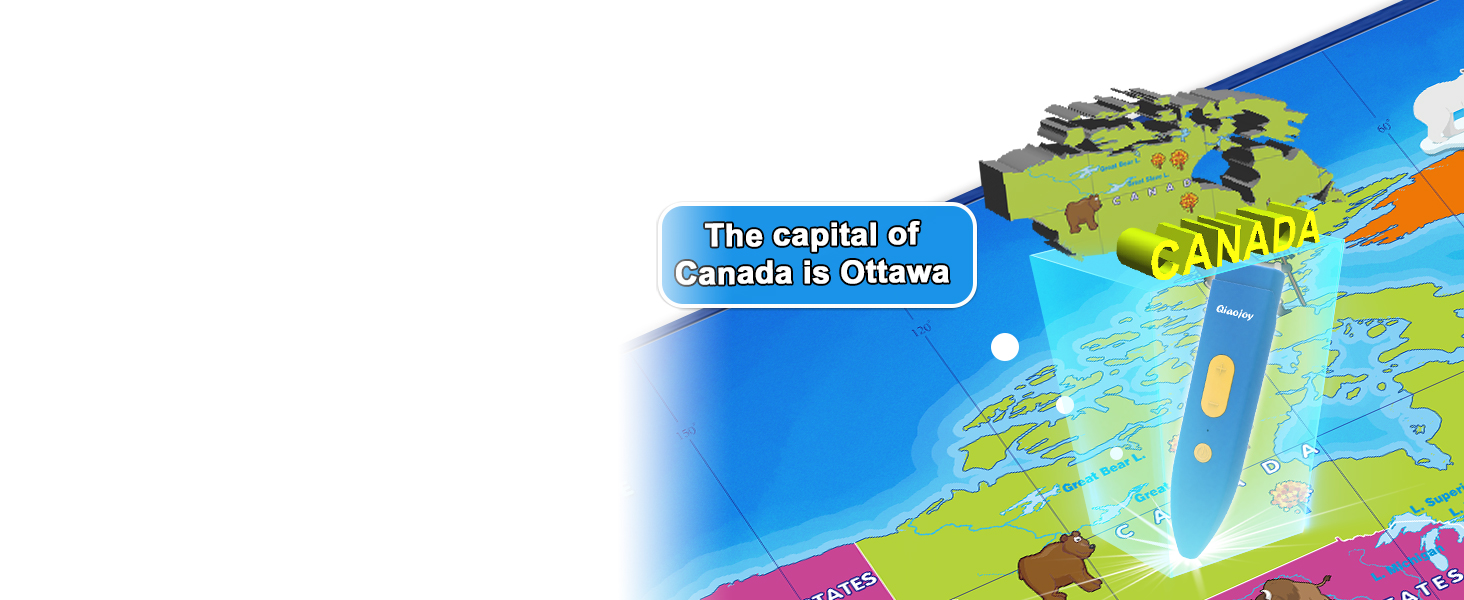 Amazon.com: Qiaojoy Bilingual Interactive World Map for Kids Learning ...