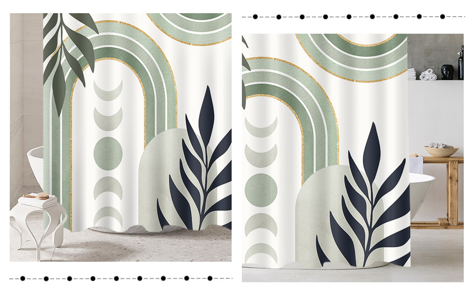 Amazon.com: KOMLLEX Sage Green Boho Shower Curtain 72Wx72H Abstract Modern Bathroom Decor Mid ...
