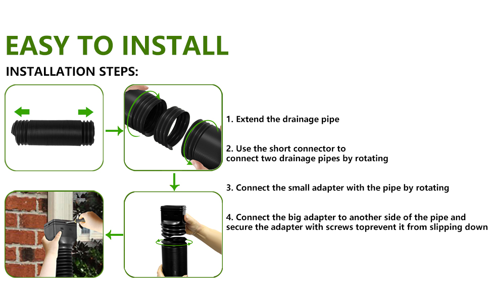 2-Pack Rain Gutter Downspout Extension: Drain Downspout Extender ...