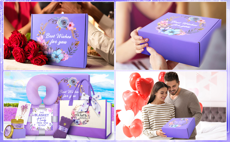 Regalos de cumpleaños para mujer, cesta de regalo de feliz cumpleaños morada para mamá, esposa ...