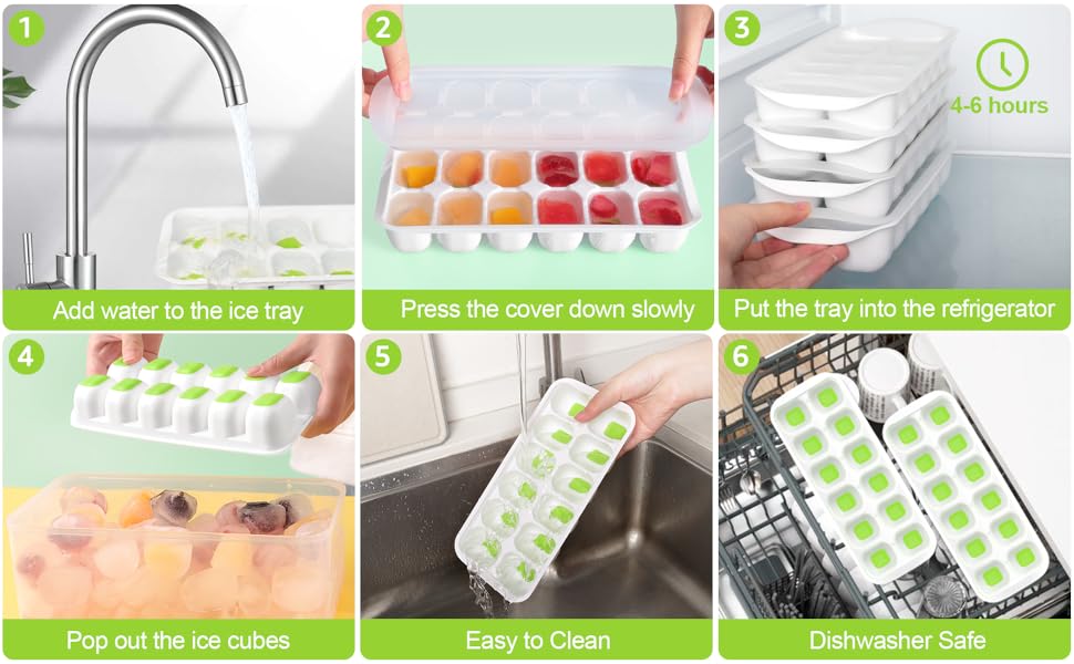 Amazon.com: ICEXXP 4 Pack Ice Cube Tray with Lid and Bin, Ice Cube Trays for Freezer with Ice ...