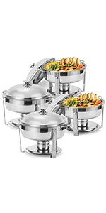 Amazon.com: Amhier 5 Qt Chafing Dish Buffet Set with Lid, Stainless Steel Round Chafers and ...