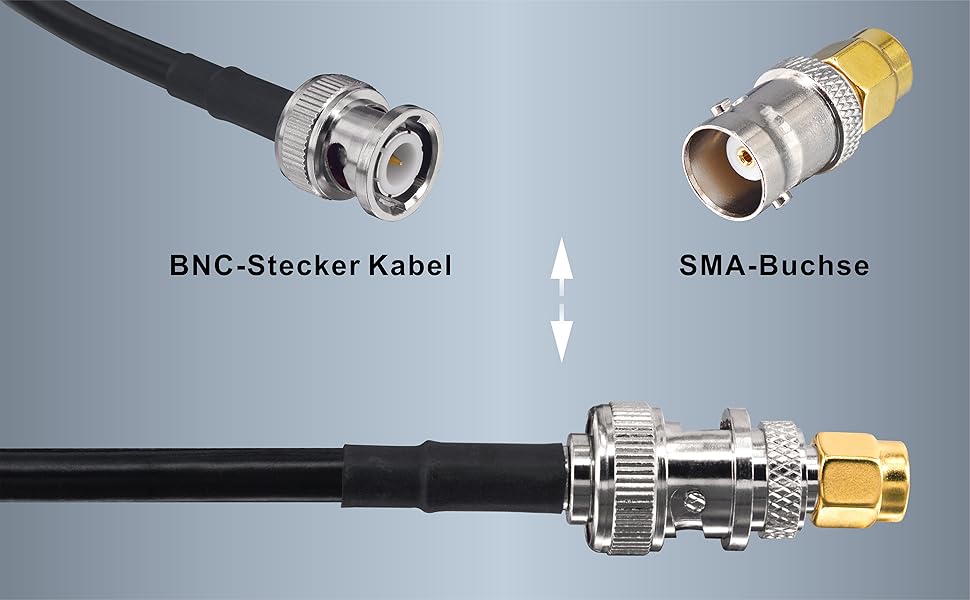 BOOBRIE BNC SMA Koax Anschluss 2 Stück SMA Stecker auf BNC Buchse Koaxialstecker Verlustarmer ...