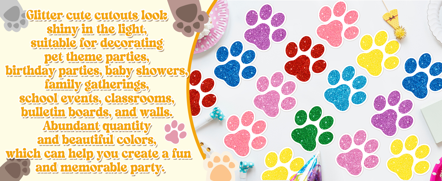 Amazon.com: BWkoss Glitter Paw Prints Cutouts- 100Pcs Colorful Paw ...