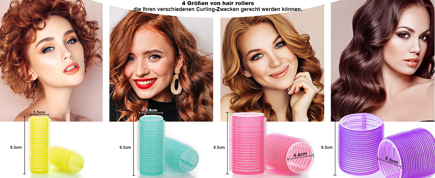 40 Stücke Lockenwickler Set, Lockenwickler Große Kleine Locken in 4 Größen, Hair Rollers Ohne ...