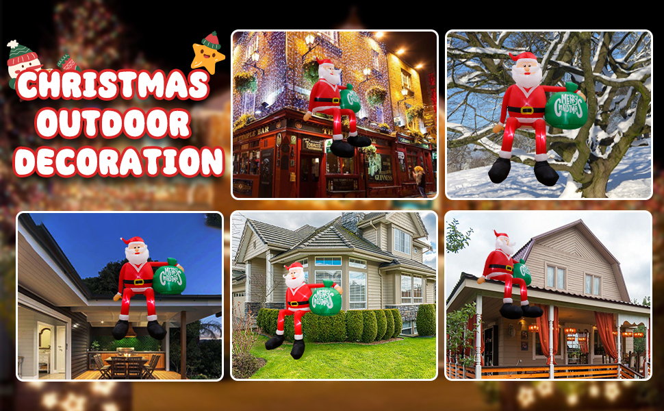 Amazon.com: GUDELAK 8FT Christmas Inflatables Outdoor Decorations, Climbing Santa Blow Up Yard ...