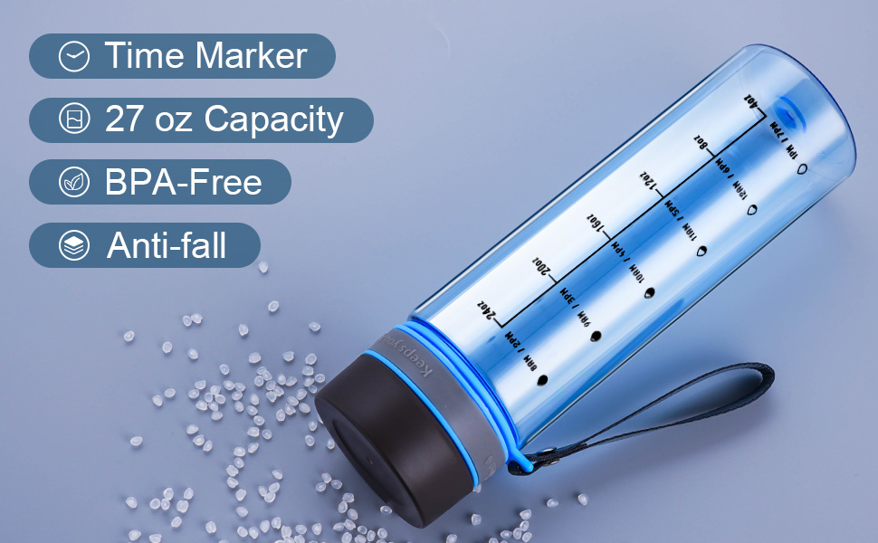 Amazon.com: Doseno Reusable Water Bottle, Water Bottle with Time Marker, Plastic Water Bottles ...